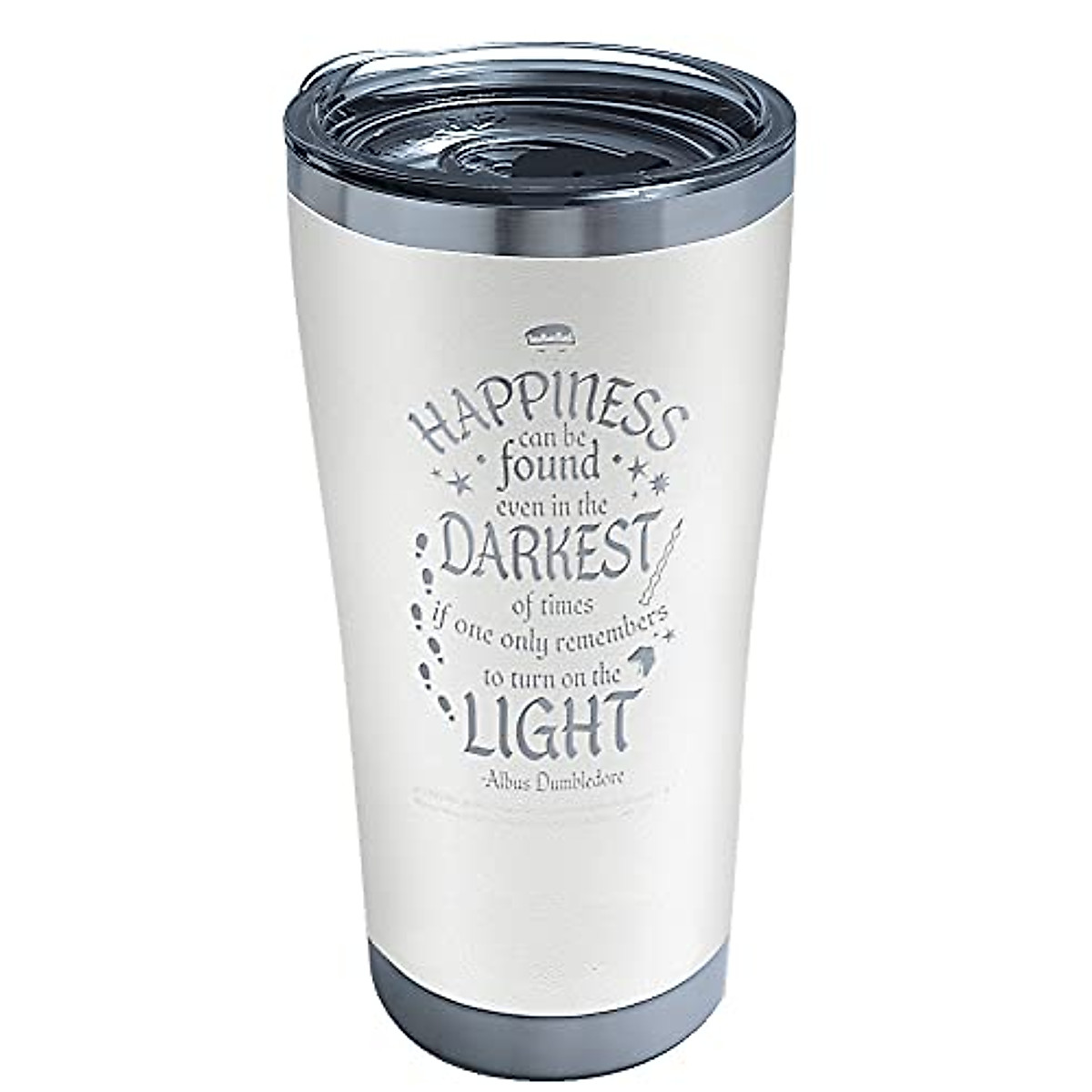 Tervis Harry Potter Happiness Quote Engraved Triple Walled Insulated Tumbler Travel Cup Keeps Drinks Cold & Hot, 20oz Legacy, Glacier White