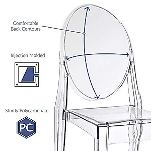 Modway Casper Modern Acrylic Stacking Kitchen and Dining Room Chair in Clear - Fully Assembled