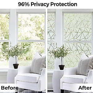 Coavas Window Privacy Film, Frosted Glass Static Cling, Decorative for Bathroom Door Covering, UV Blocking Window Cling, Non-Adhesive Vinyl Sticker, Day and Night Window Tint for Home, 23.6x393.7 Inch