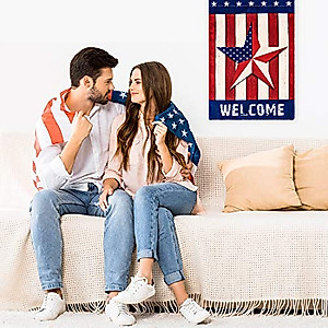Whaline Patriotic Garden Flag American Stripe and Star Yard Flag Double-Sided Burlap Outdoor Flag with Windproof Clip for 4th of July Indepedence Day Memorial Day Home Farmhouse, 13 x 18 Inch