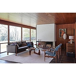 Rimdoc Triangle Coffee Table Modern Noguchi Vintage End Table, Solid Wood Base and Clear Glass Top Accent, for Living Room, Patio(Dark Walnut)