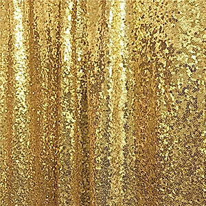 TRLYC Gold Sequin Backdrop Wedding Photography Backdrop 2ftx8ft (2Pack)