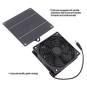 Cryfokt Waterproof Solar Powered Exhaust Fan, Outdoor Solar Panel Fan Kit Portable Ventilator with 39In Cable, Cooling Ventilation for Greenhouse, Chicken Coops, Sheds