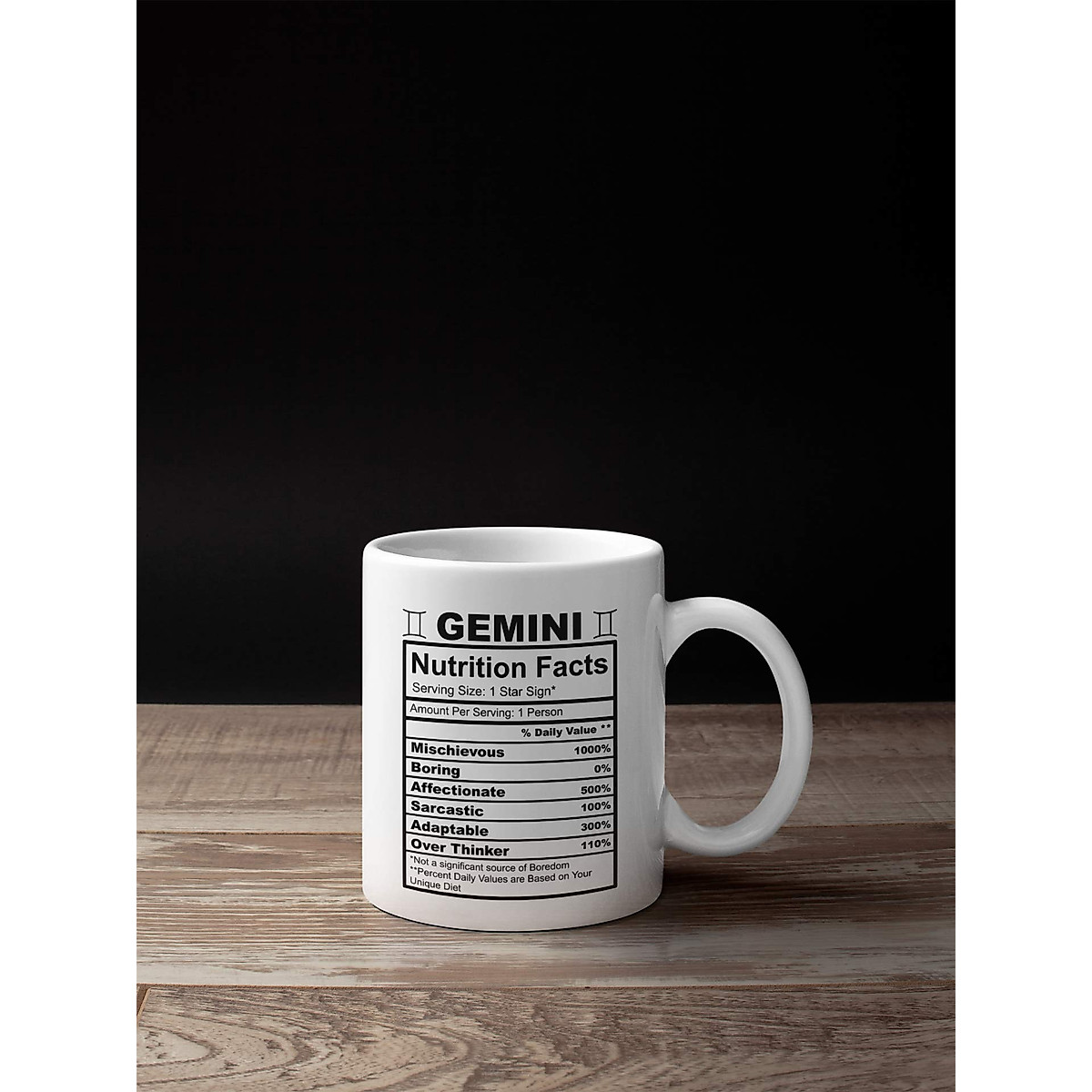Gemini Nutrition Facts Coffee Mug Funny Motivation Inspiration 11-ounce White Ceramic Novelty Cup CMP00136