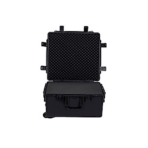 MEIJIA Portable All Weather Waterproof Hard Case, Camera Case with Customizable Fit Foam And Rolling Wheels, 24.8"X23.7"X13.17",Elegant Black