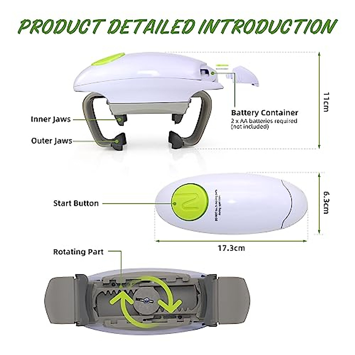 Homelet Electric Jar Opener for Weak Hands Automatic Powerful Effortless Bottle Jar Opener Hand Free Prime Unique Kitchen Gadget for/Arthritics/Senior/Women/Chef Lid Gripper for All Size Caps