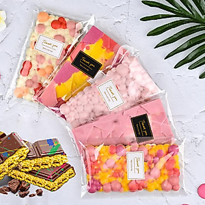 Mity rain 150 Pcs Knafeh Pistachio Chocolate Bar Wrappers Packaging with 150pcs Thank You Stickers, Clear Self Sealing Cellophane Bags for Candy Bar, Cookies, Treat, Party Favor