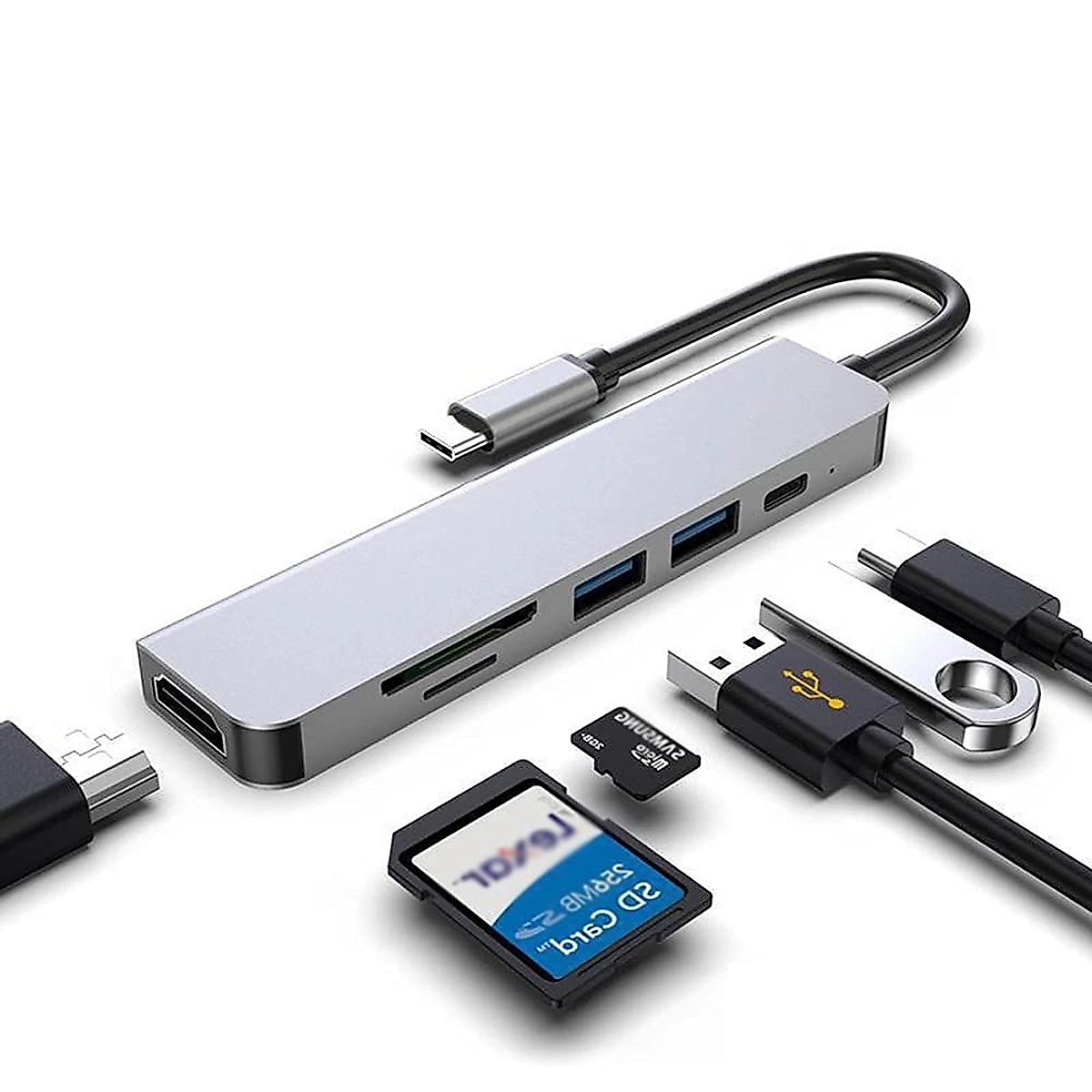 SHYPT USB HUB C Adapter 6 in 1 USB C to USB 3.0 HDMI-Compatible Dock USB-C Type C 3.0 Splitter