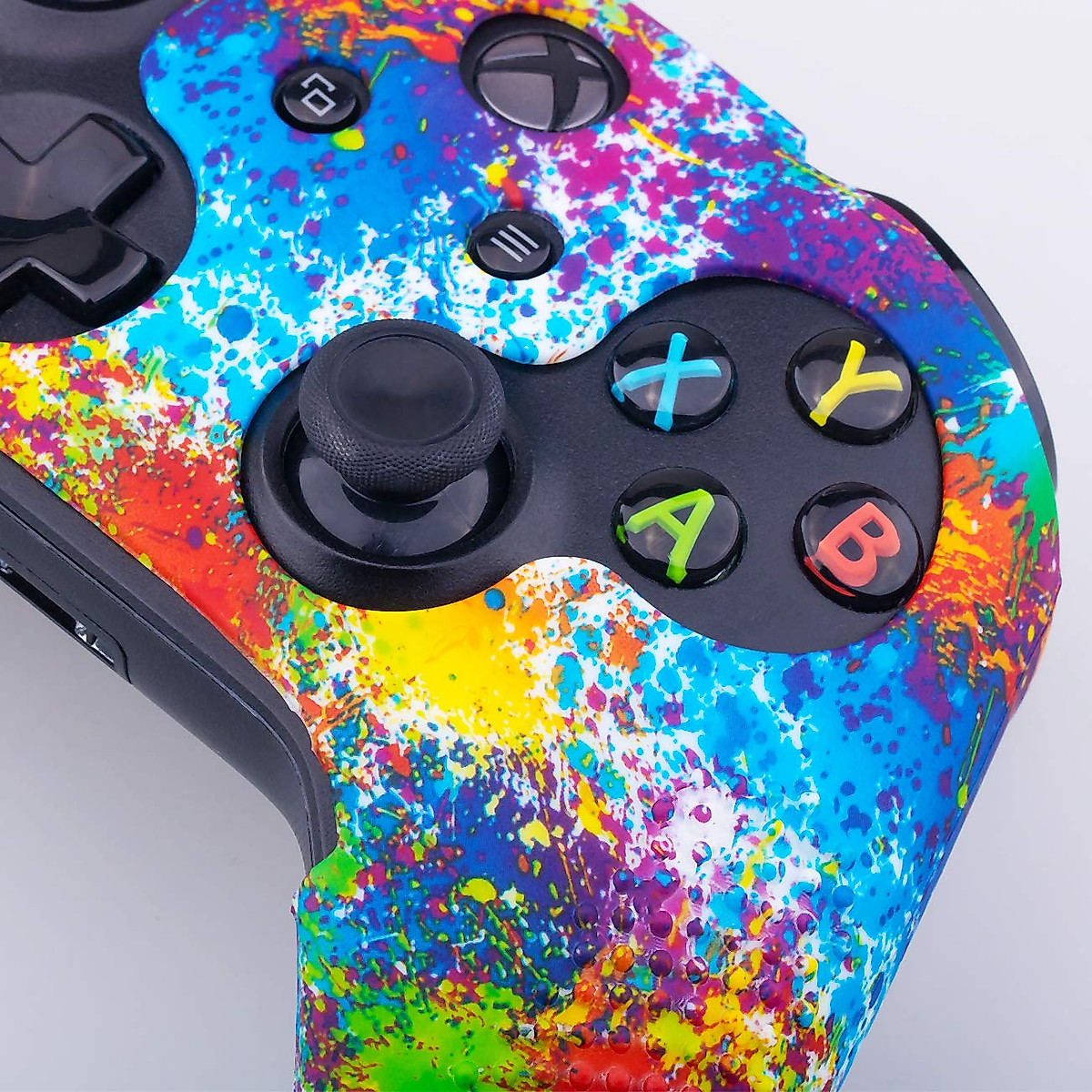 9CDeer Studded Protective Customize Transfer Printing Silicone Cover Skin Sleeve Case + 8 Thumb Grips Analog Caps for Xbox One/S/X Controller Paints Compatible with Official Stereo Headset