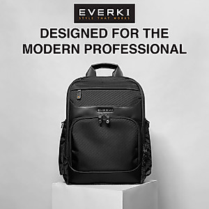 EVERKI Onyx Premium Business Executive 15.6-Inch Laptop Backpack, Ballistic Nylon and Leather, Travel Friendly (EKP132),Black