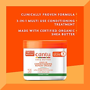 Cantu Leave-In Conditioning Repair Cream with Shea Butter, 16 oz (Packaging May Vary)