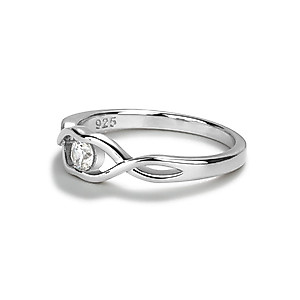 Sterling Silver Dainty Baby Ring with April CZ Simulated Birthstone (Size 2)