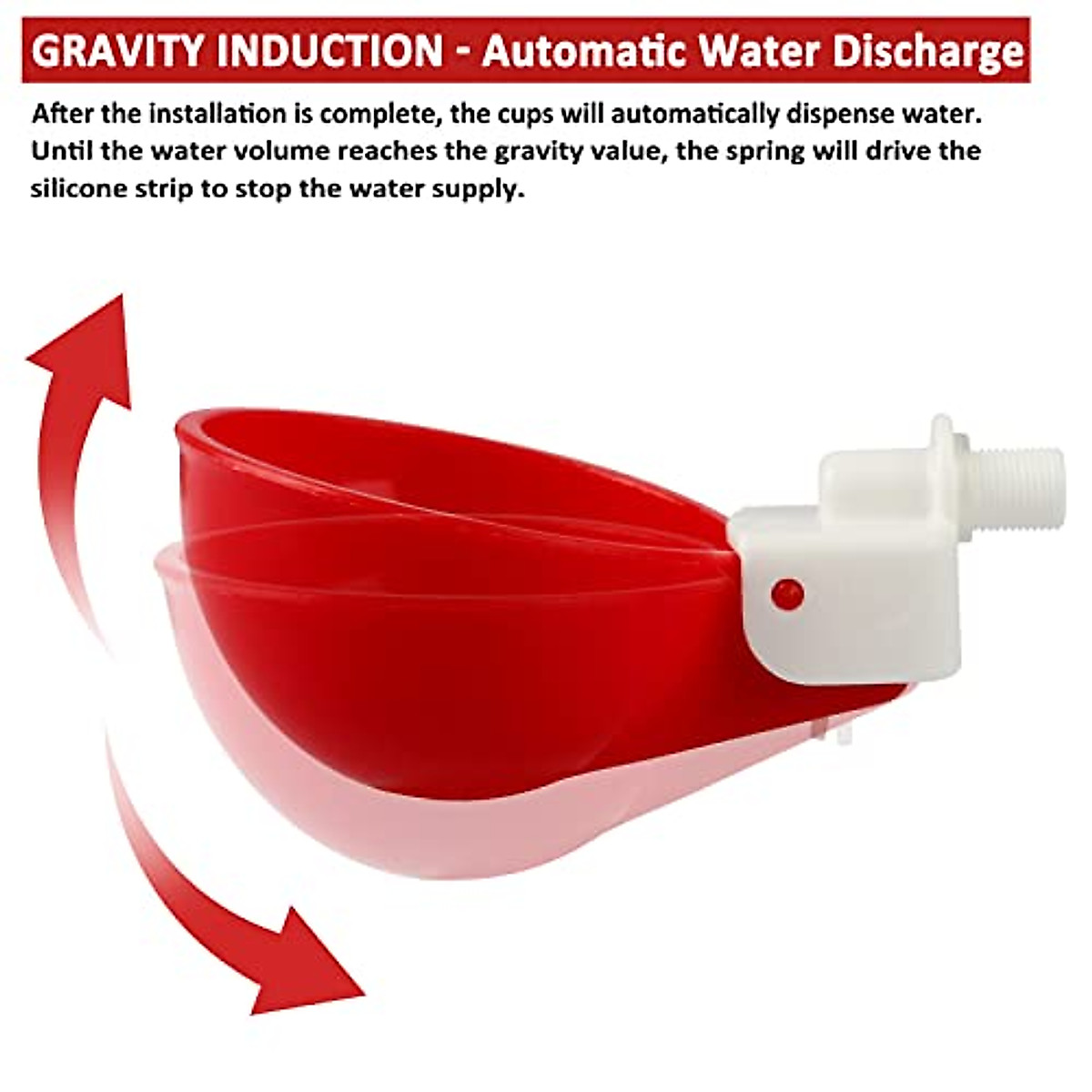 Chicken Waterer Cups, 5 Pack Poultry Watering Cup with 1/2'' PVC Tee Fittings - Gravity Automatic Chicken Waterer - Chicken Waterer for Chicken Ducks Quail