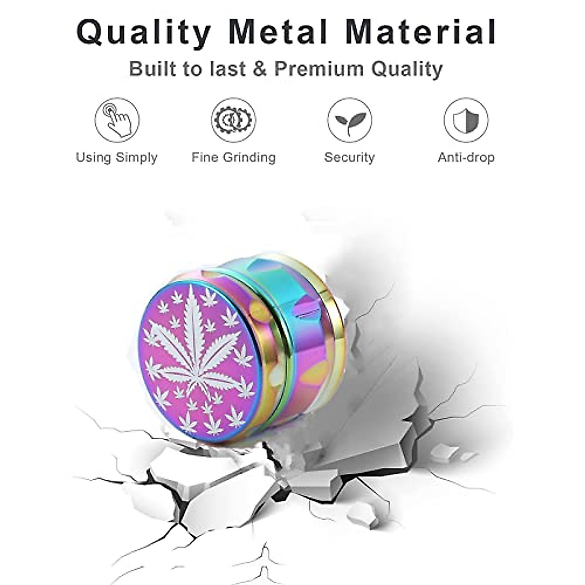 Upgrade Bling Rainbow Grinder Rainbow with Gear(Leaf) Grinder 2.5"