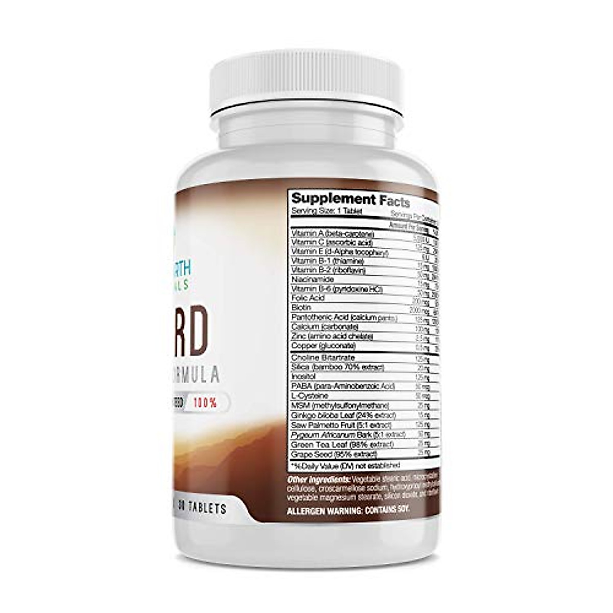 Best Earth Naturals Beard Growth Formula for Men Vitamins, Nutrients, Biotin, Saw Palmetto, and PABA for Facial Hair Growth 30 Count