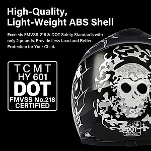 TCMT Black Kids Youth Motorcycle Motocross Offroad Helmet Dirtbike Street Bike Karting BMX MX ATV Full Face Helmet Gloves Goggles Dot Approved