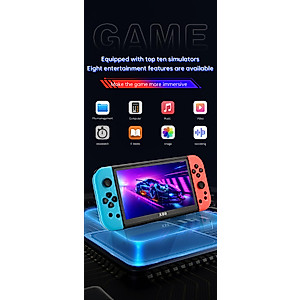 New X80 bluered Handheld Game Console 16gb Build in Many Games 7 inch HD Output Retro Game Cheap Children's Gifts Support TV Playing Games Gameboy Birthday Gift for Kids Adults