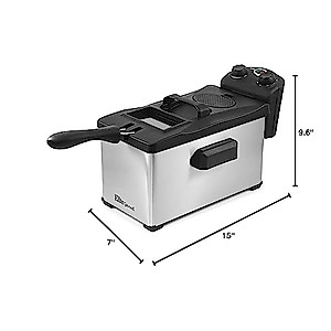 Elite Gourmet EDF-3500# Electric Immersion Deep Fryer. Removable Basket, Timer Control Adjustable Temperature, Lid with Viewing Window and Odor Free Filter