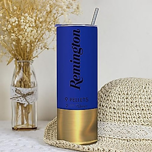 Men Gifts Funny Tumbler Shotgun Style Insulated Slim Tumbler with Lid and Straw Coffee Cup Creative Gift 20 Ounces Reusable Stainless Steel Water Bottle for Hot and Cold Drinks Tea Cup (blue)
