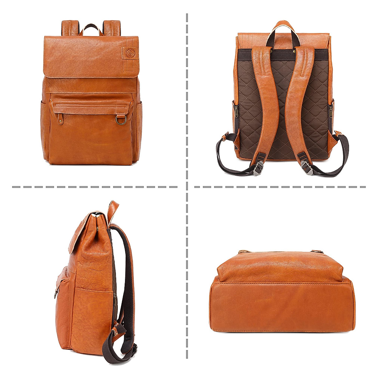 G-FAVOR Leather Backpack for Women Leather Laptop Rucksack Waterproof Bookbag College School Daypack