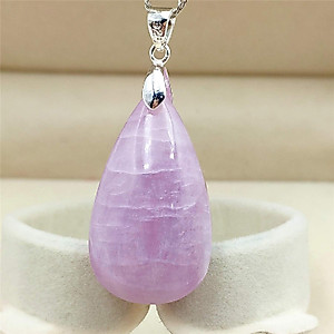 Genuine Natural Purple Kunzite Cat Eye Gemstone Water Drop Pendant 33x19x10mm AAAAA