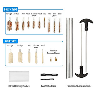 KOCASO Gun Cleaning Kit, Gun Cleaning Supplies for Pistol, Rifle, Shotgun, Handgun, Universal Gun Brush for Most Guns, 45, 10, 410, 22, 9mm, 12 gauge, Etc