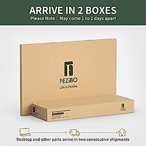 FEZIBO Standing Desk with Drawers, 55" x 26" Vintage Adjustable Standing Desk, Sit Stand Up Desk, Adjustable Height Home Office Desk, Mid-Century Executive President Office Desk