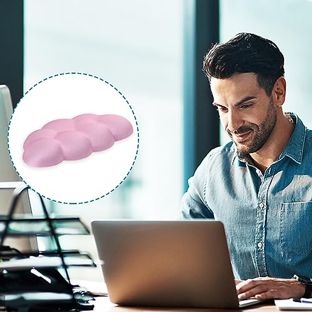 TIESOME Cloud Wrist Rest for Mouse, Memory Foam Wrist Cushion Ergonomic Palm Rest Pain Relief Mouse Wrist Support Pad with Anti-Skid Base for Office School Home Laptop&Computer Mouse(Pink)