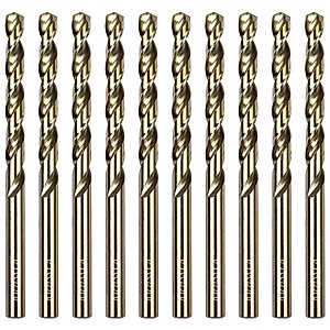 Sipery 15/64 Inch Cobalt Drill Bits, M35 HSSCO High Speed Steel 6MM Twist Drill Bit Set for Hardened Metal, Stainless Steel, Cast Iron, Plastic and Wood 10Pcs