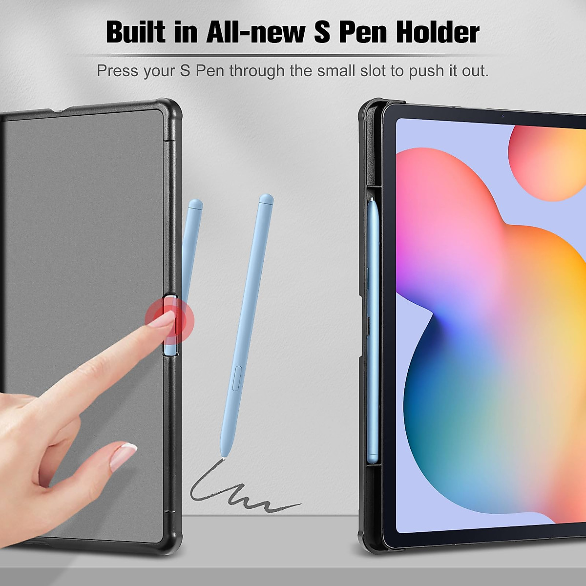 Fintie Case for Samsung Galaxy Tab S6 Lite 10.4 Inch 2024/2022/2020 with S Pen Holder, Multiple Angle Portfolio Cover with Pocket Auto Sleep/Wake, Gray