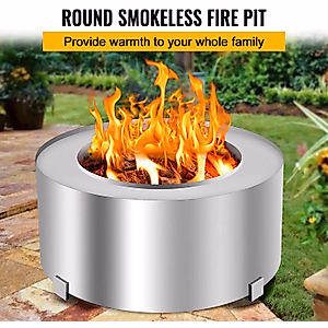 Smokeless Fire Pits Large Wood Burning Fire Pit Carbon Steel Stove Bonfire Fire Pit Portable Outdoor Fire Bowl for Picnic Camping Backyard (28.5 Inch)