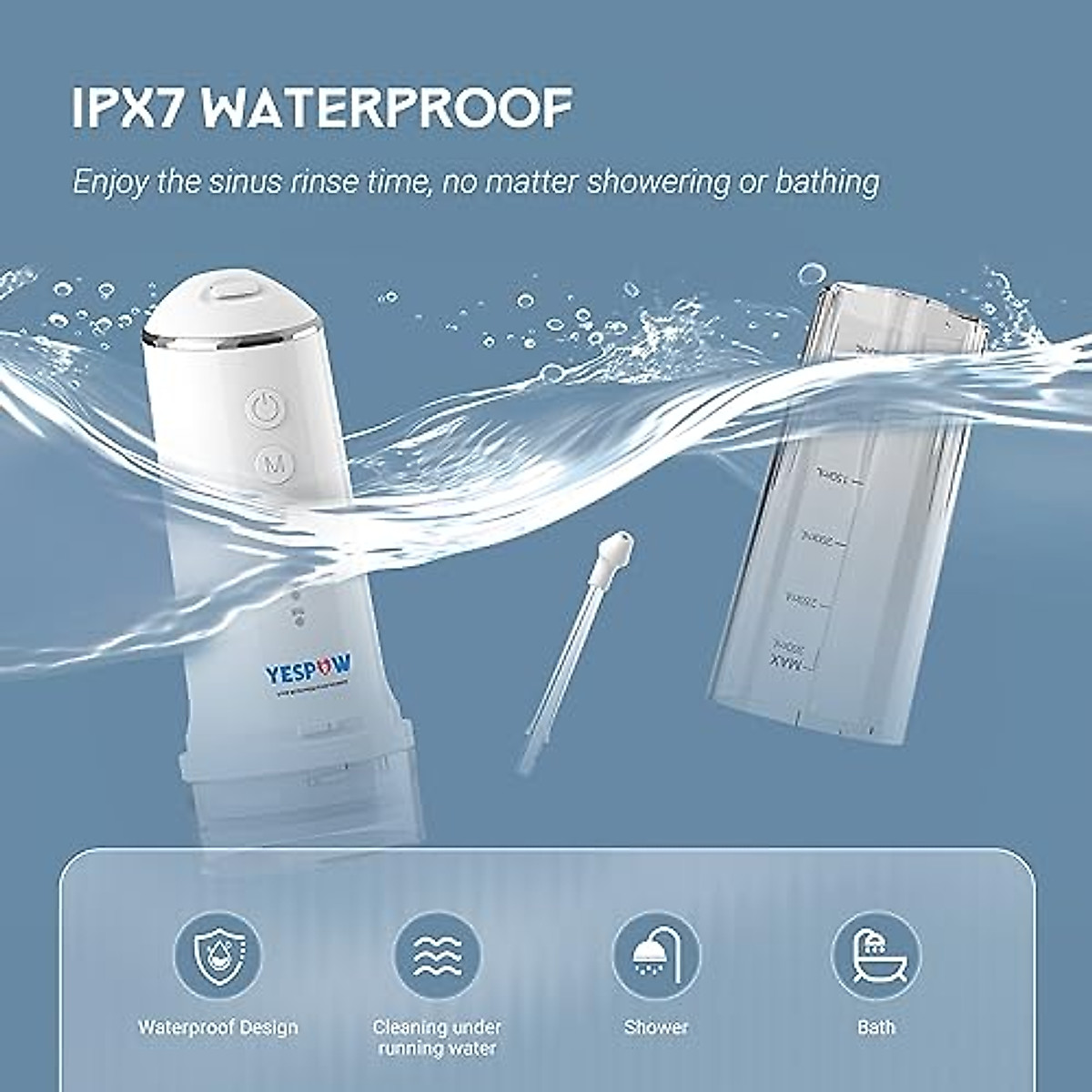 Nasal Irrigation System - 𝐘𝐄𝐒𝐏𝐎𝐖 Electric Neti Pot Nose Cleaner - Sinus Rinse Machine with 𝟒 𝐌𝐨𝐝𝐞𝐬 for Nose Wash - Nasal Irrigator with 𝟒𝟎 Packets Saline for Sinus Flush and Relief