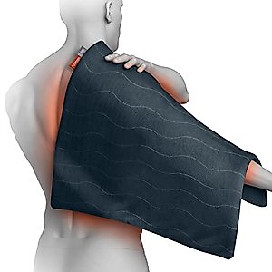Pure Enrichment® PureRelief™ Pro Far Infrared Ultra-Wide Heating Pad - Deeper Muscle Relief for Back, Neck, Shoulder, & Knee Pain in Athletes, 4 Heat Settings, Dry/Moist Heat, 20” x 24” Wide Size