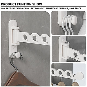 Wall Mounted Clothes Drying Rack for Laundry, Clothes Hanger Rack Wall Drying Rack Foldable Collapsible Coat Hanger Racks for Balcony, Bedroom and Laundry Room Organization, Aluminium White 2 Packs