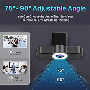 EMEET 1080P Webcam with Microphone - 60FPS Streaming Camera with Light, 3 Level Lights, 2 Noise-Cancelling Mics, C970L Computer Camera with Privacy Mode, Autofocus HD Webcam for Meeting/Gaming/Class