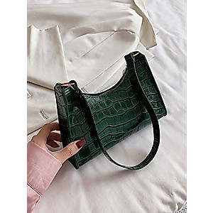 GORGLITTER Women's Crocodile Embossed Shoulder Bags Classic Hobo Tote Handbags Green One Size