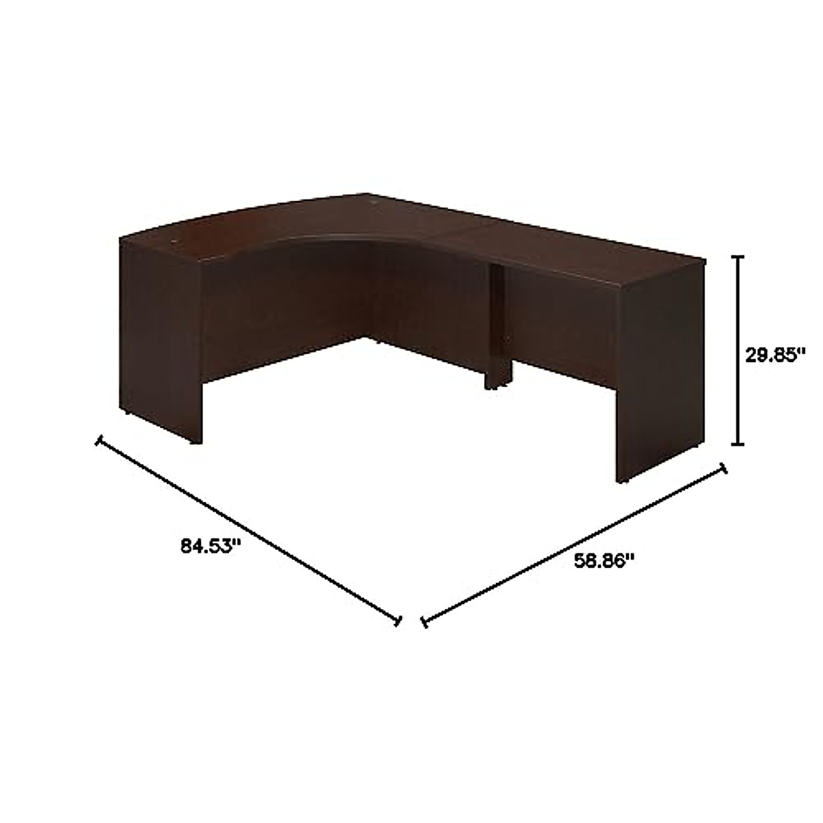 Bush Business Furniture Series C Elite 60W x 43D Right Hand Bowfront Desk Shell with 42W Return in Mocha Cherry