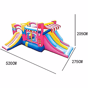 Bouncy Castles Inflatable Castle Family Children's Playground Outdoor Play Equipment Small Trampoline Slide Combination Inflatables20X275X205Cm,