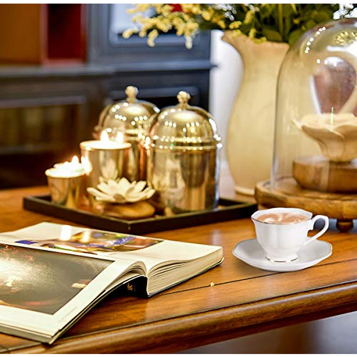 GUANGYANG GY 12 Pieces (Tiny Style) Mini Porcelain Espresso Cups with Saucers - 2.5 Ounces Coffee Cup and Saucer set of 6, 80cc,White