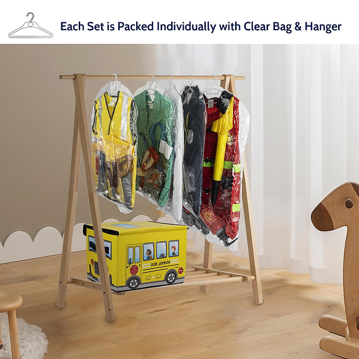 TopTie 5 Sets Halloween Kids Costumes, Dress Up Costumes with Storage Box for Age 3-7, Doctor Fireman Police Surgeon Worker