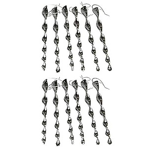 Home-X Extra Long Bird Deterrent Reflective Scare Rods -Ornaments, Outdoor Hawk and Duck Deterrent, Ornamental Spiral Deterrent Control Device, 12 Pack, 15" L x 1” W, Silver