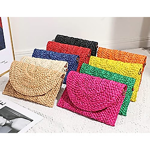 Solyinne Womens Woven Straw Clutch Bags Crossbody Shoulder Bag Straw Bag Satchel Purses Evening Envelope Wallet