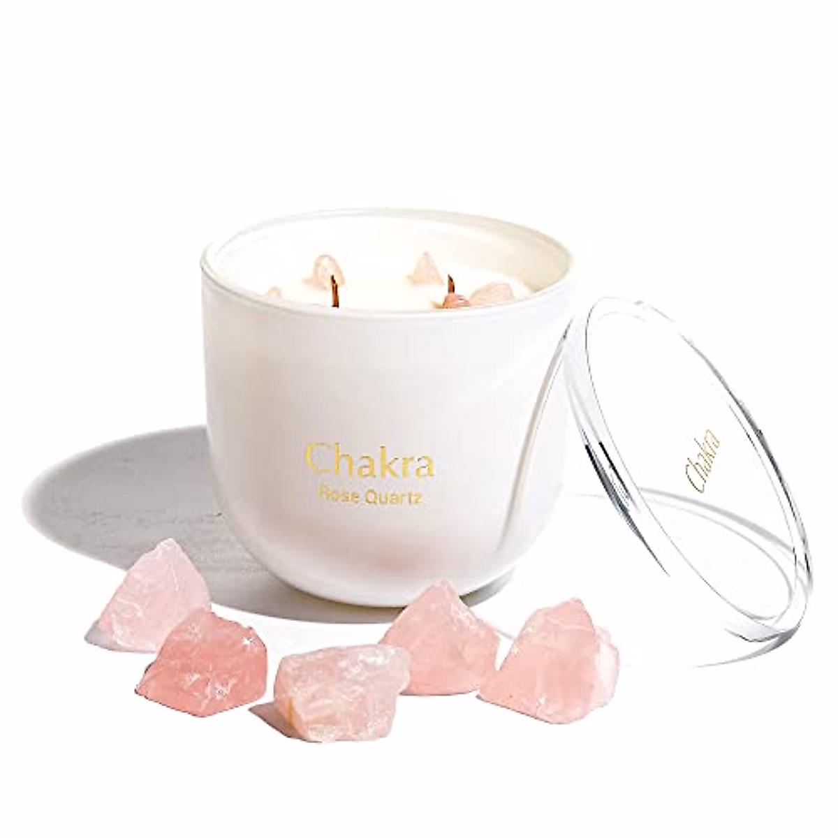 Hidden Label Healing Crystal Candle,2 Wood Wicks Scented Crackling Candles, Meditation Healing Candles with Crystals Inside