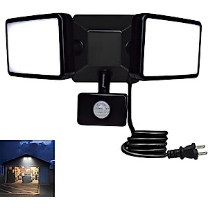 DLLT LED Motion Sensor Flood Light Outdoor-20W Pir Sensitive Security Lights Wall Fixture Lamps Waterproof Floodlight for Garage Yard Patio Pathway Porch Entryways-Daylight White with US Plug in