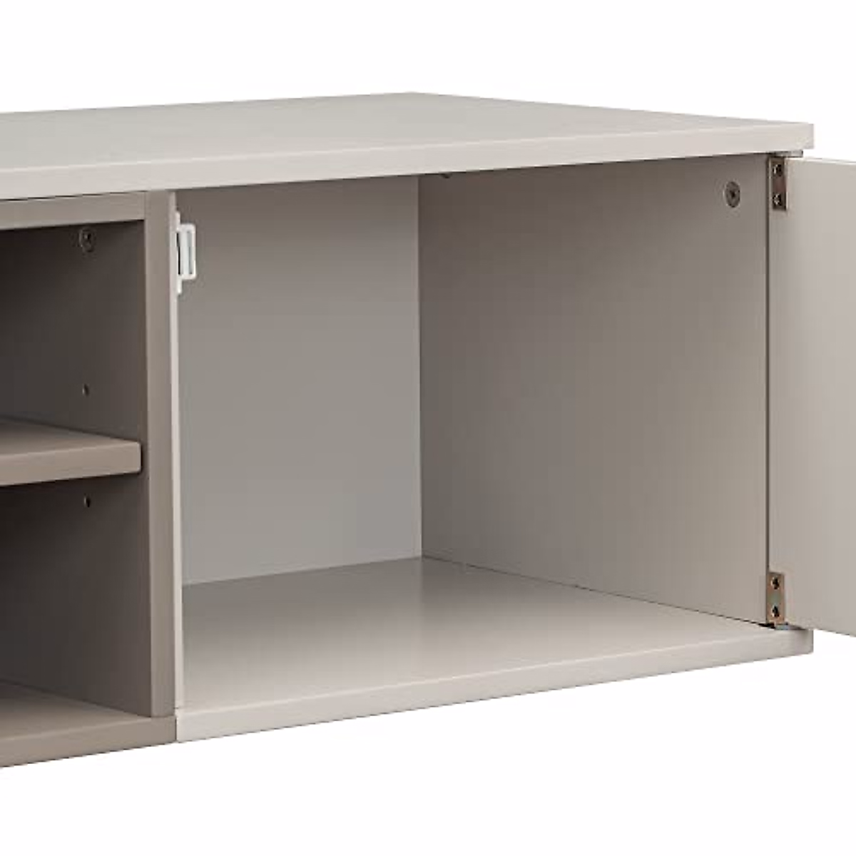 HAUSHECK Modern Floating Stand for 65 Inch TVs with 2 Large Storage, 3 Levels Adjustable Shelves, Cable Management & Magnetic Cabinet Door, Wall Mounted Entertainment Center Media Console, Beige