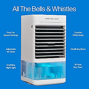 Arctic Air Pure Chill XL Evaporative Air Cooler - Powerful 4-Speed, Quiet, Lightweight Oscillating Portable Cooling Tower - Hydro-Chill Technology For Bedroom, Office, Living Room & More