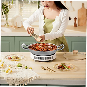 CAXUSD Stainless Steel Griddle Stainless Steel Pots Large Pot for Cooking Korean Pan Small Pots for Cooking Ramen Pot Steel Pans for Cooking Home Cooking Pan Hot Pot Commercial Individual