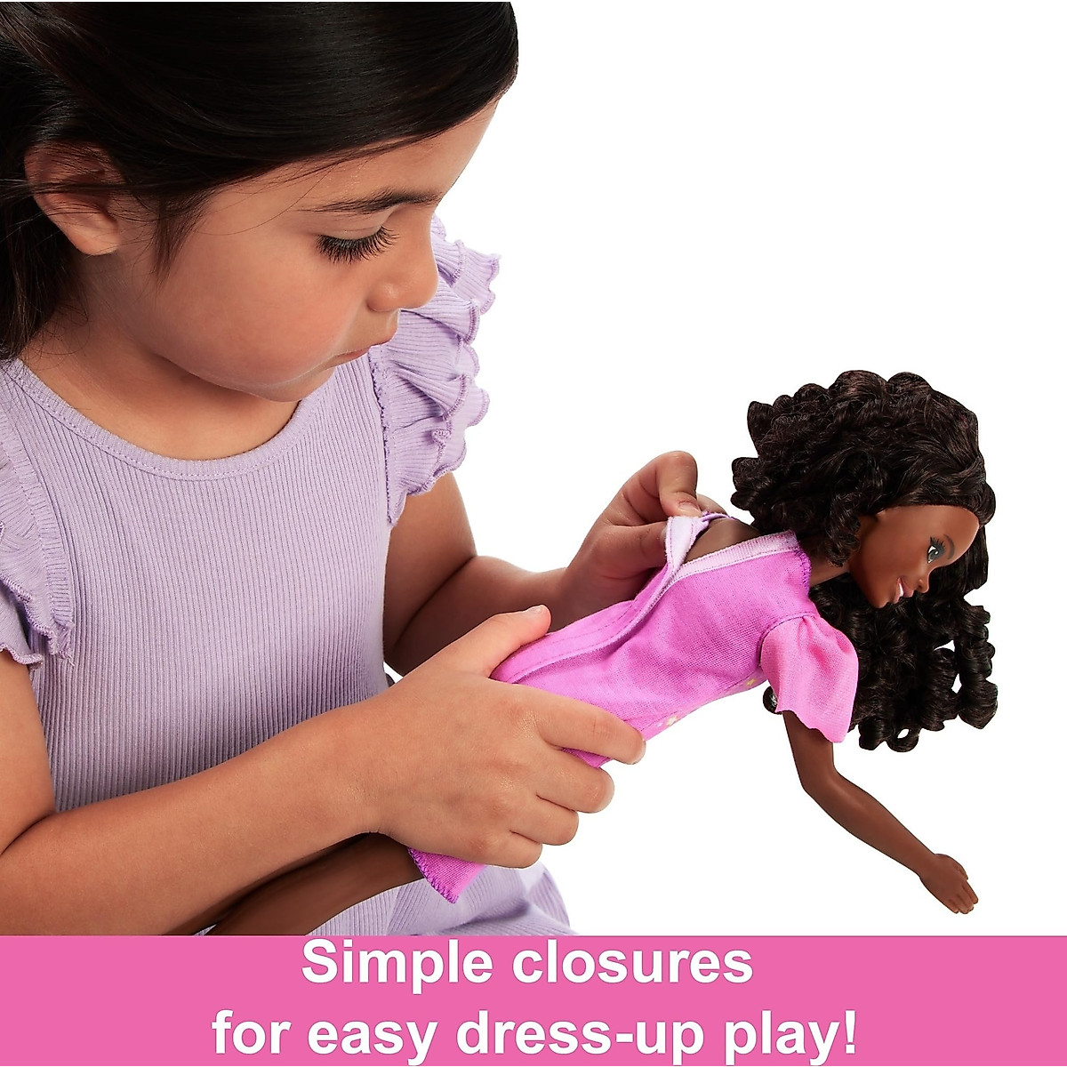 Barbie: My First Barbie Preschool Doll, "Brooklyn" with 13.5-inch Soft Posable Body, Deluxe Party & Bedtime Clothes & Accessories, Black Hair