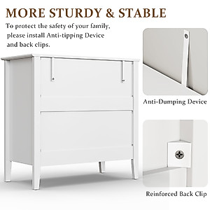 May in Color White 3 Drawer Dresser, Painted 30 Inch Tall Wood Nightstand with Storage, Wide Modern Chest of Drawers with Ball Bearing Slide for Bedroom Hallway Living Room Entryway Office
