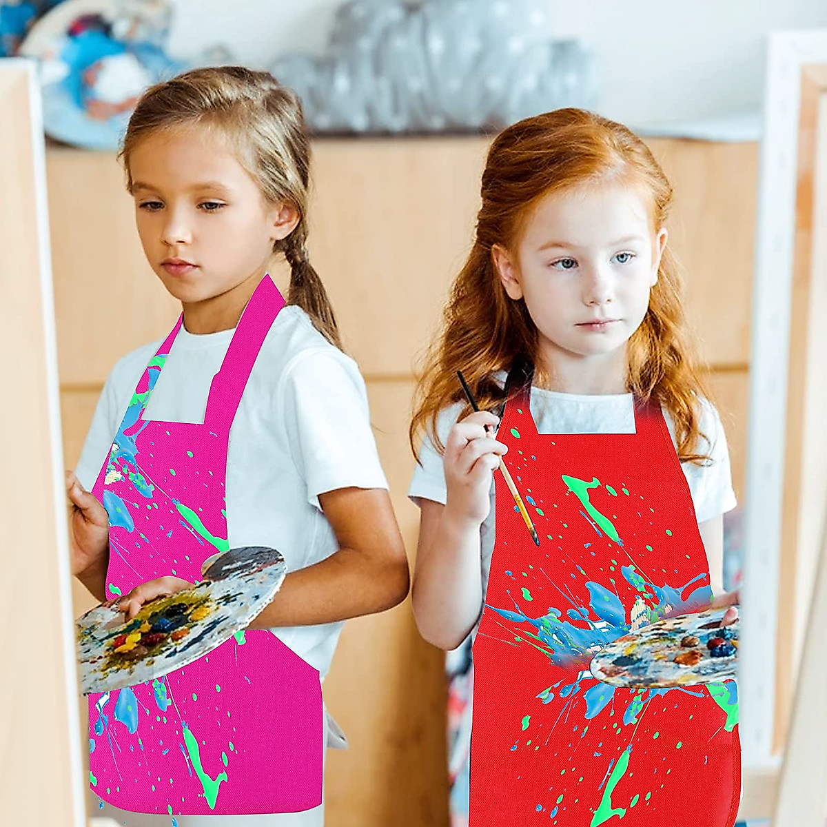 Children's Artists Fabric Aprons,12 Colors Kids Artist Aprons,Non Woven Artist Apron For Kid,Children Painting Aprons,Kids Art Smocks for Classroom,Kitchen,Community Event,Crafts&Art Painting Activity